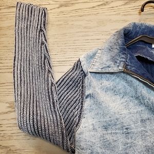 pbj blue | Jackets & Coats | Womens Pbj Acidwash Denim X Sweater Jacket ...